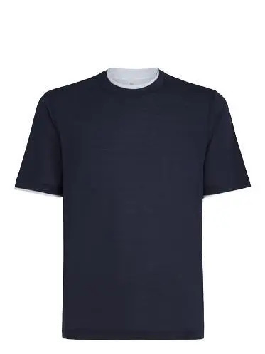 Brunello Cucinelli T-shirt With Faux-layering - Cobalt