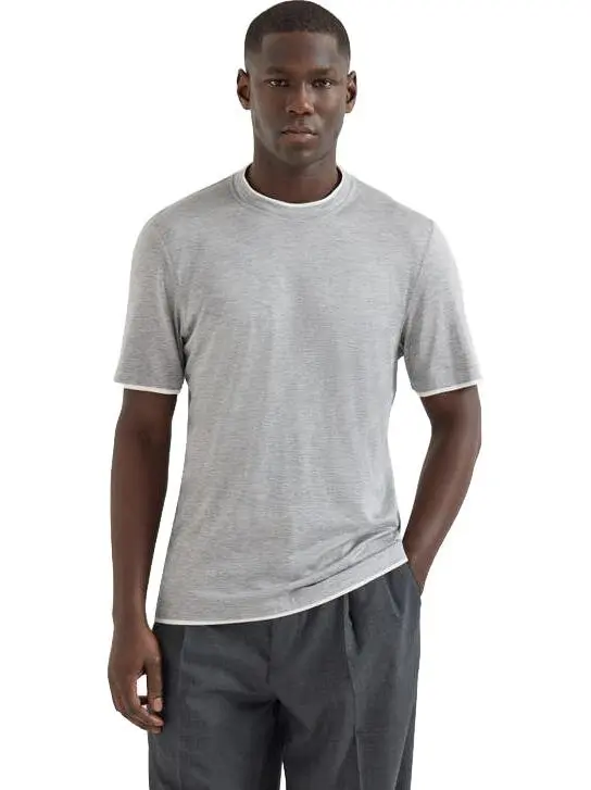 Brunello Cucinelli T-shirt With Faux-layering - Grey