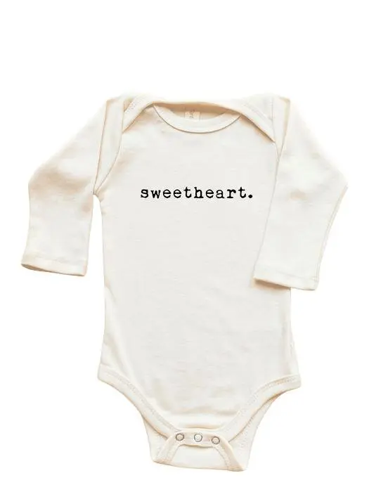 TENTH & PINE Sweetheart Organic Baby Bodysuit - Natural Black Lettering