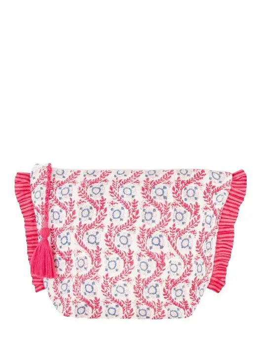 MER ST. BARTH La Plage Ruffle Pouch Jaipur Bloom - Pink