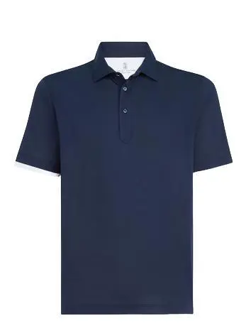 Brunello Cucinelli Polo With Shirt Collar - Azure