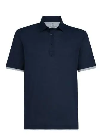 Brunello Cucinelli Polo With Shirt Collar - Navy Blue
