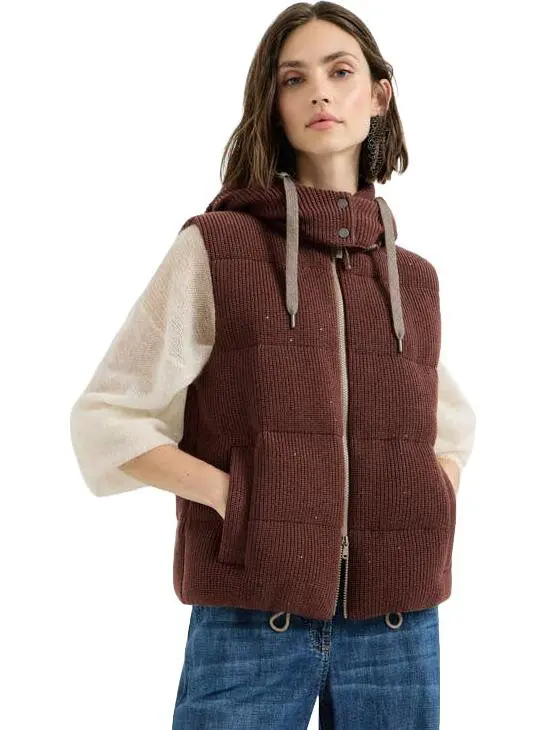 Brunello Cucinelli Knit Down Vest - Bordeaux