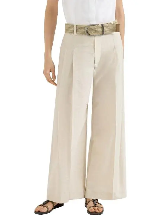 Brunello Cucinelli A-line Techno Cotton Poplin Trousers - Beige