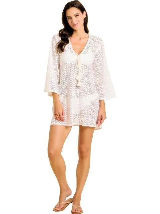 SITANO Bell Sleeve Crochet Cover-up - White