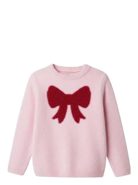 MIA BELLE GIRLS Bow Knit Sweater - Pink