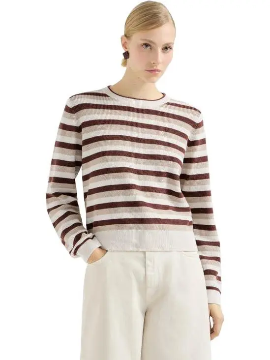 Brunello Cucinelli Cotton Striped Sweater - Orange