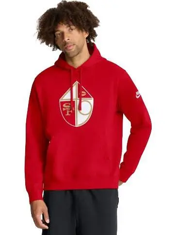 Nike San Francisco 49ers Club Fleece Pullover Hoodie - Scarlet
