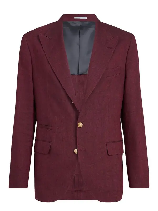 Brunello Cucinelli Blazer With Metal Buttons - Cherry
