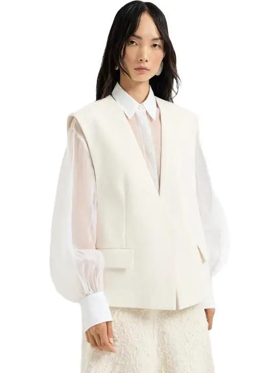 Brunello Cucinelli Double Twill Crêpe Vest - Ivory