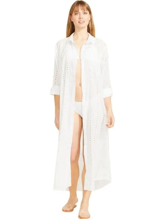 SITANO Positano Maxi Shirt Dress - White