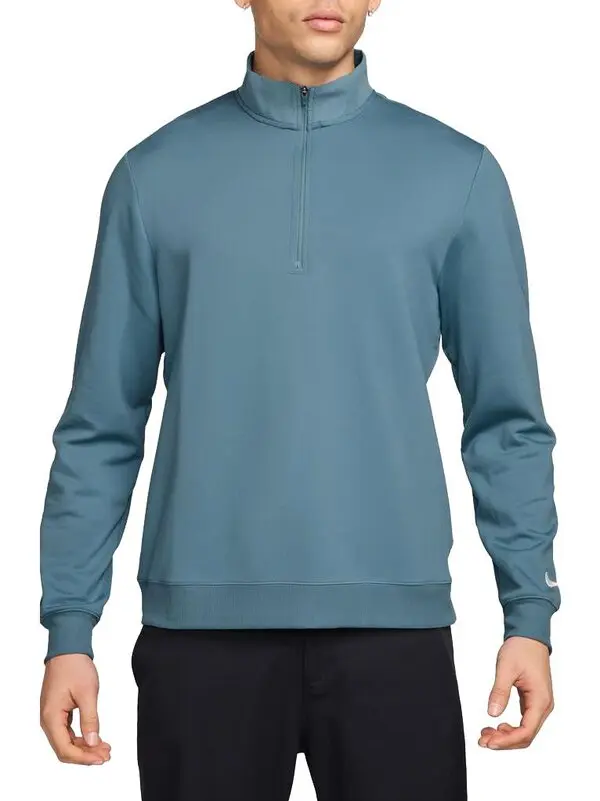 Nike Dri-fit Tour Half Zip Golf Pullover - Smokey Blue/pale Ivory