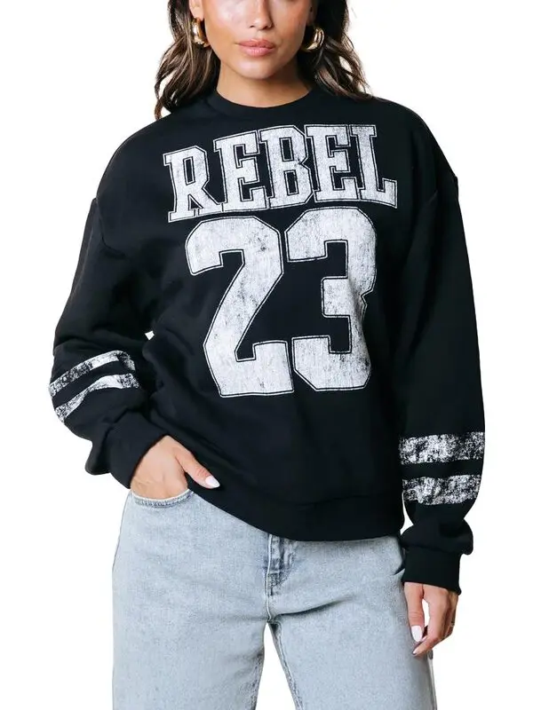 COLOURFUL REBEL Rebel 23 Dropped Shoulder Sweatshirt - Black