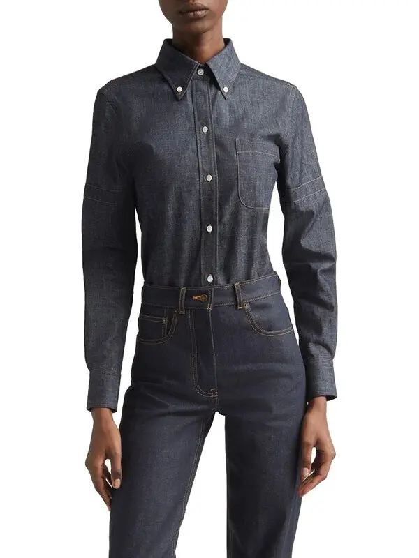 Thom Browne Denim Button-down Shirt - Navy