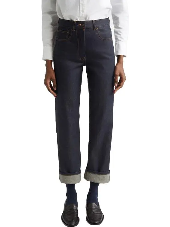 Thom Browne Straight Leg Selvedge Denim Jeans - Navy