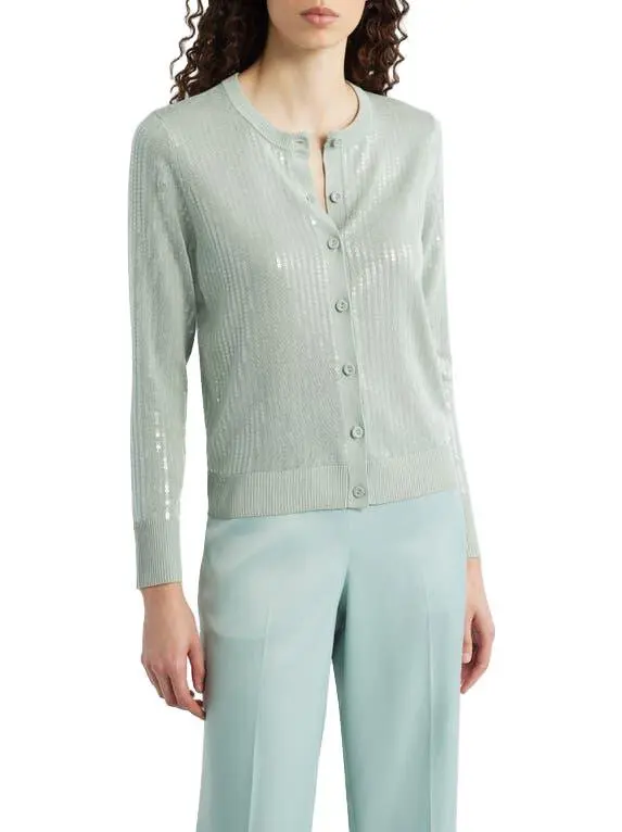 Anne Klein Sequin Embellished Cardigan - Soft Aloe