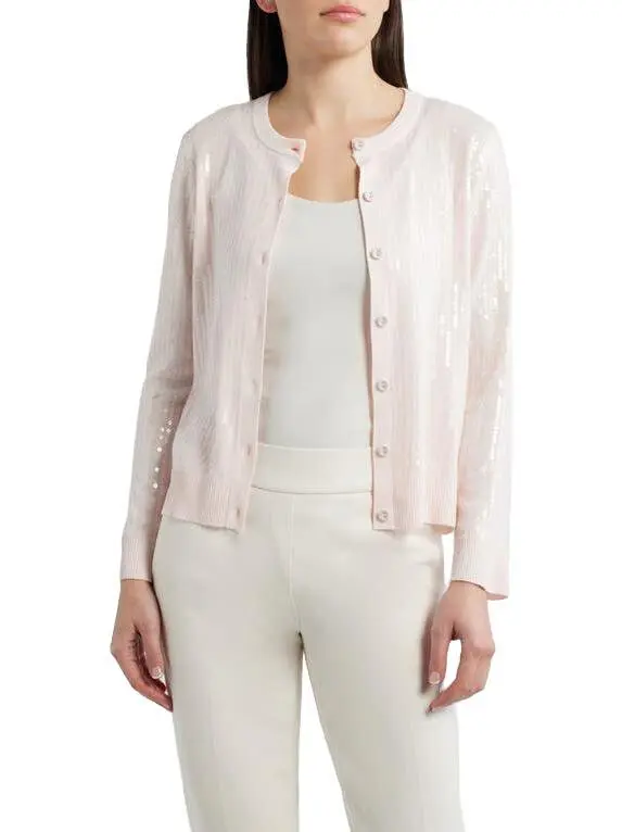Anne Klein Sequin Embellished Cardigan - Soft Blossom