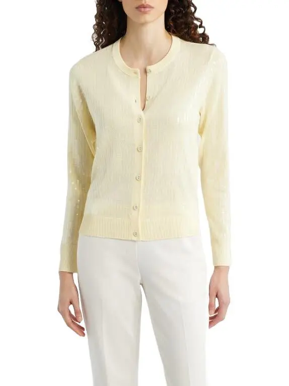Anne Klein Sequin Embellished Cardigan - Whisper Yellow