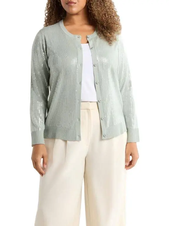 Anne Klein Sequin Cardigan - Soft Aloe