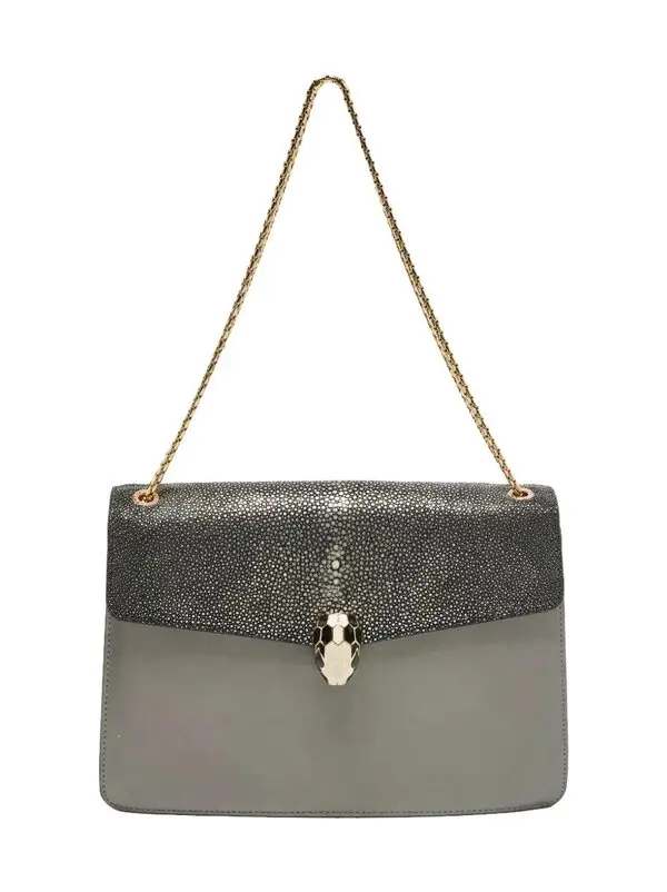 BVLGARI 2014 Serpenti Leather Shoulder Bag - Grey