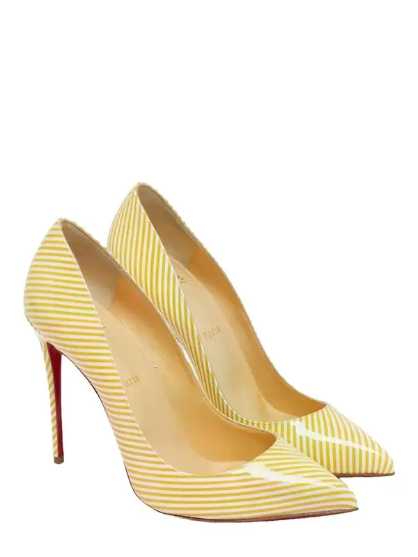 CHRISTIAN LOUBOUTIN Leather Striped Pumps - Yellow