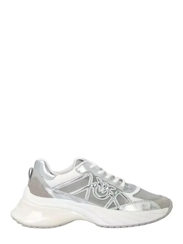 Pinko Logo Detail Sneakers - Silver