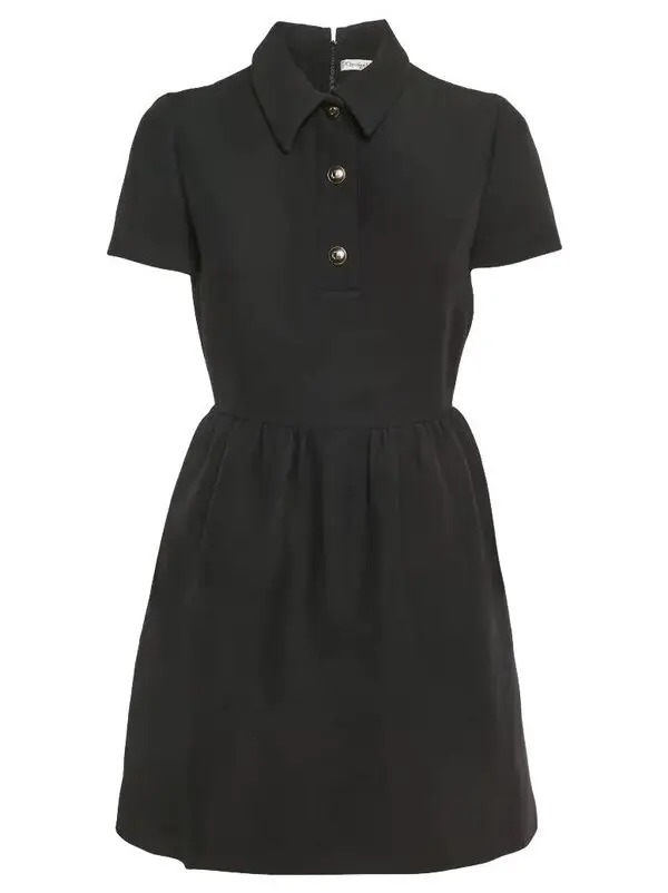 Dior Wool Button Placket Mini Dress - Black