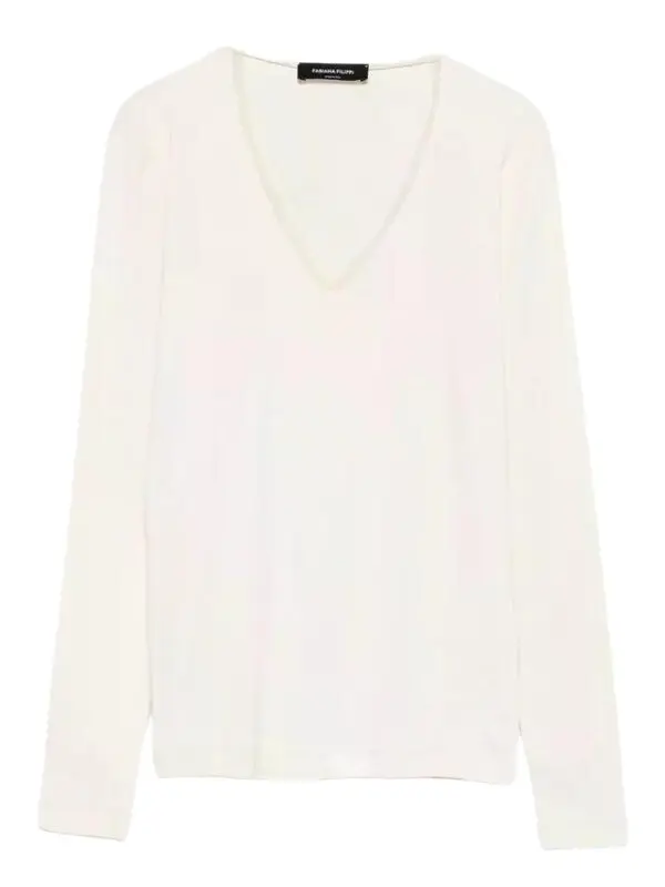 Fabiana Filippi V-neck Jersey Top - Neutrals