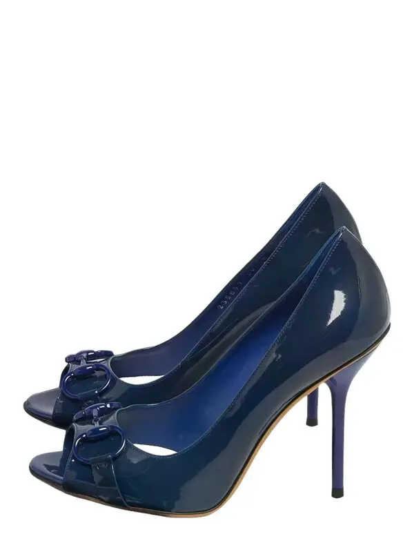 Gucci Leather Peep-toe Pumps - Blue