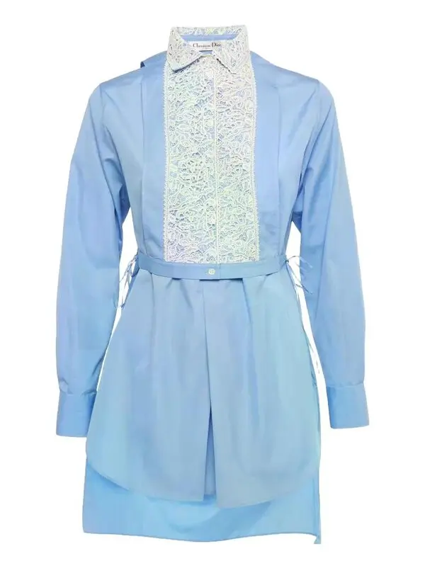 Dior Lace Belted Blouse - Blue