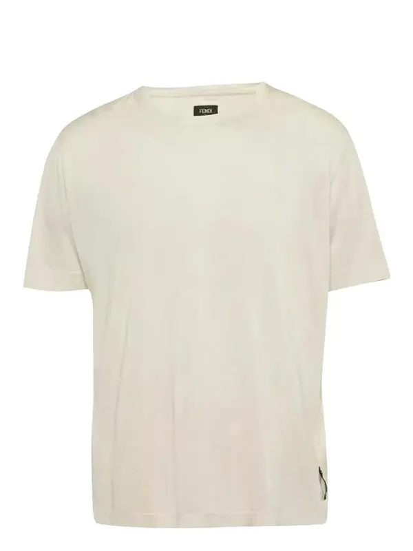 Fendi Logo-embroidered T-shirt - Neutrals