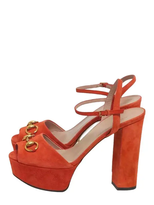 Gucci Horsebit Platform Sandals - Orange