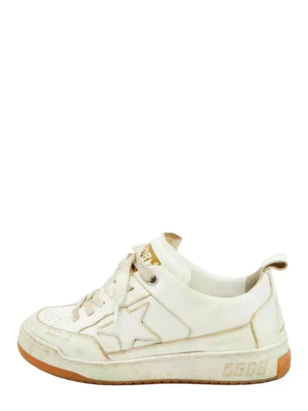 GOLDEN GOOSE Distressed Star Leather Sneakers - White