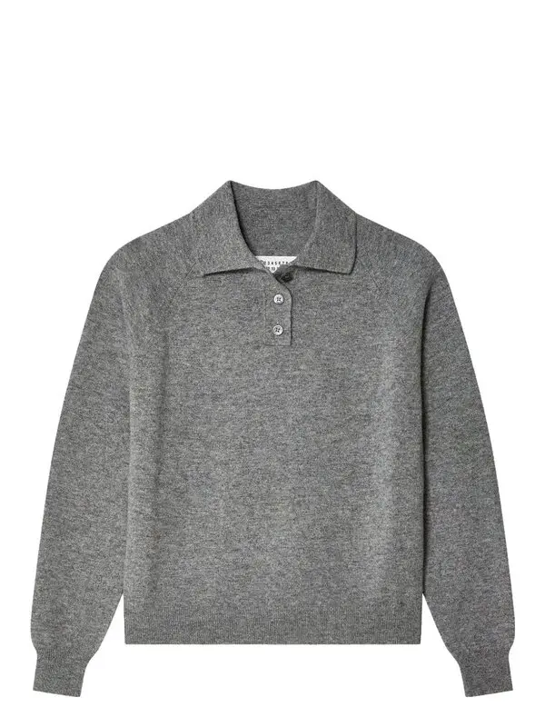 MAISON MARGIELA Fine-knit Polo Shirt - Grey