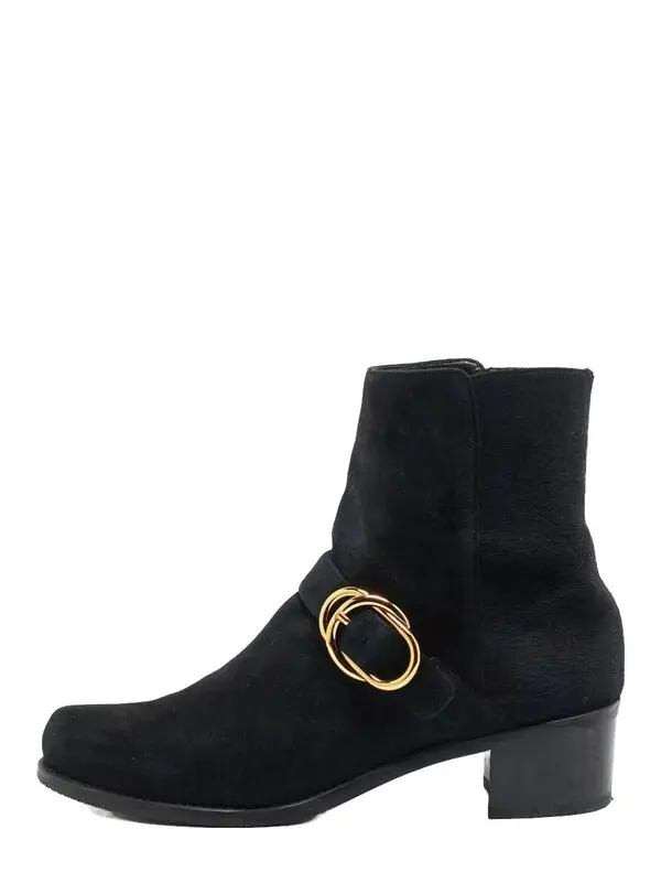STUART WEITZMAN Buckled Suede Ankle Boots - Black
