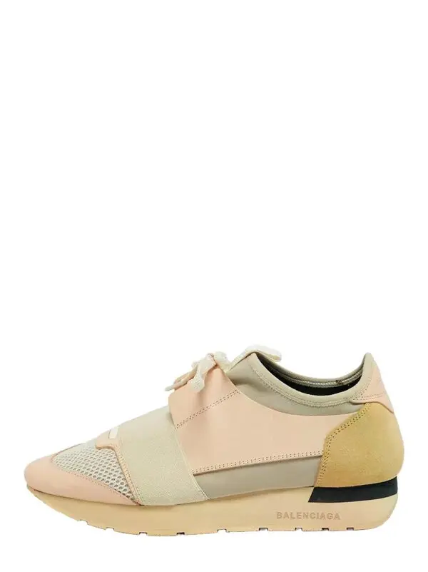 Balenciaga Race Runner Leather Sneakers - Neutrals