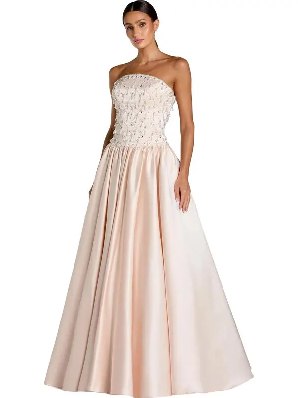 Mac Duggal Embellished Strapless Ball Gown - Porcelain