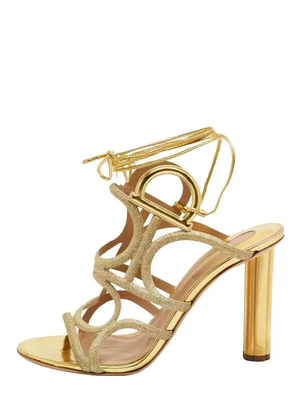 FERRAGAMO Glitter Strappy Sandals - Gold