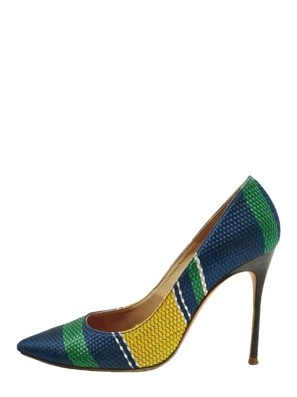 Carolina Herrera Woven Stripe Pointed Pumps - Blue
