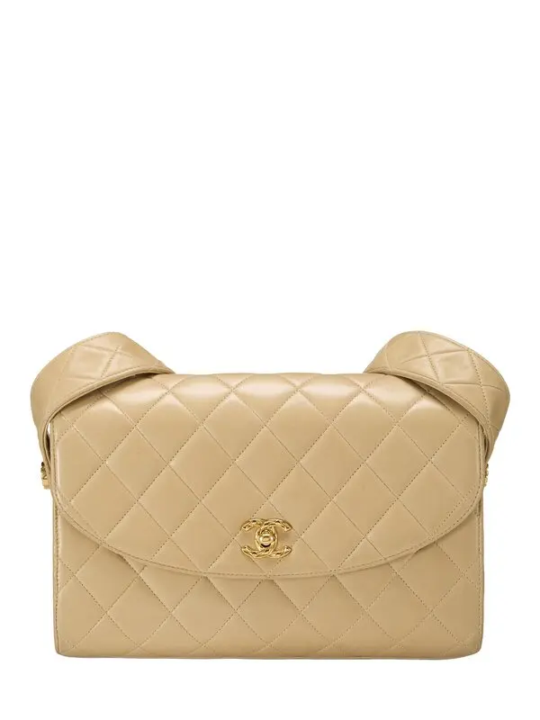 Chanel Quilted Lambskin Medium Shoulder Bag - Beige
