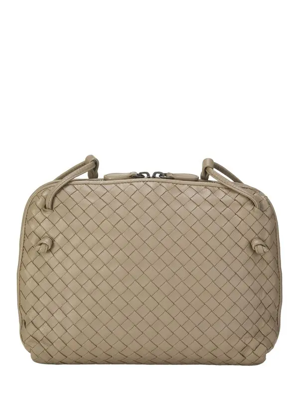 Bottega Veneta Intrecciato Leather Nodini Crossbody Bag - Grey