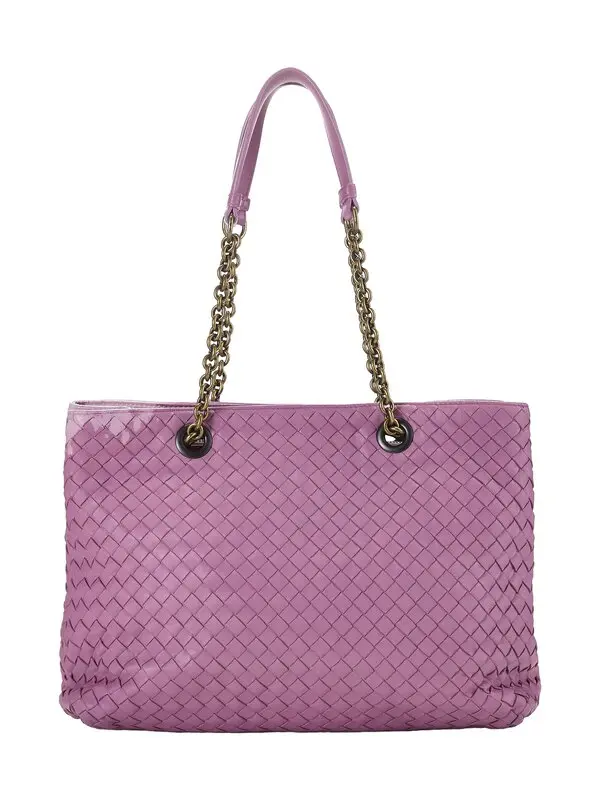 Bottega Veneta Intrecciato Leather Chain Tote - Purple