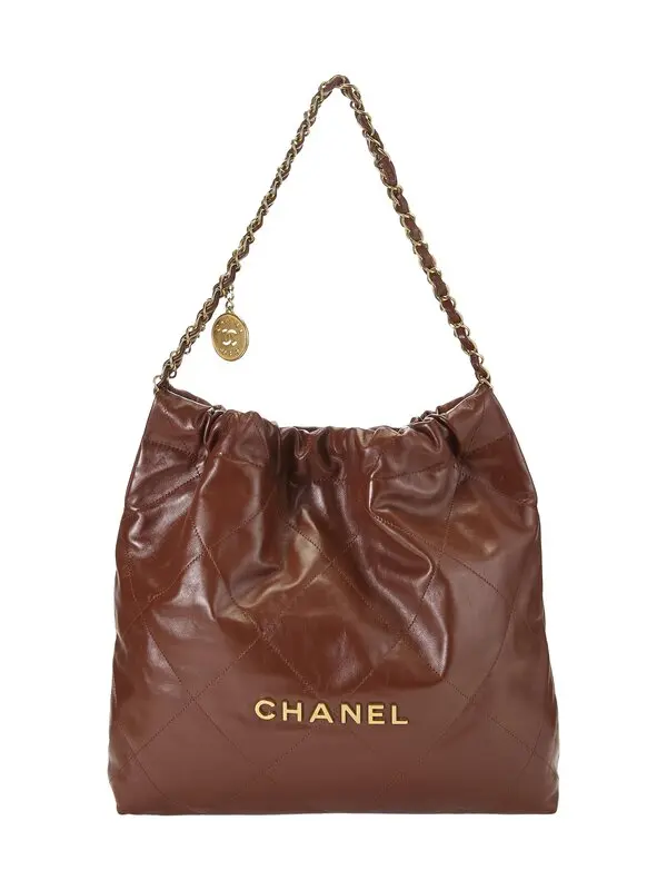 Chanel Shiny Calfskin 22 Hobo - Brown