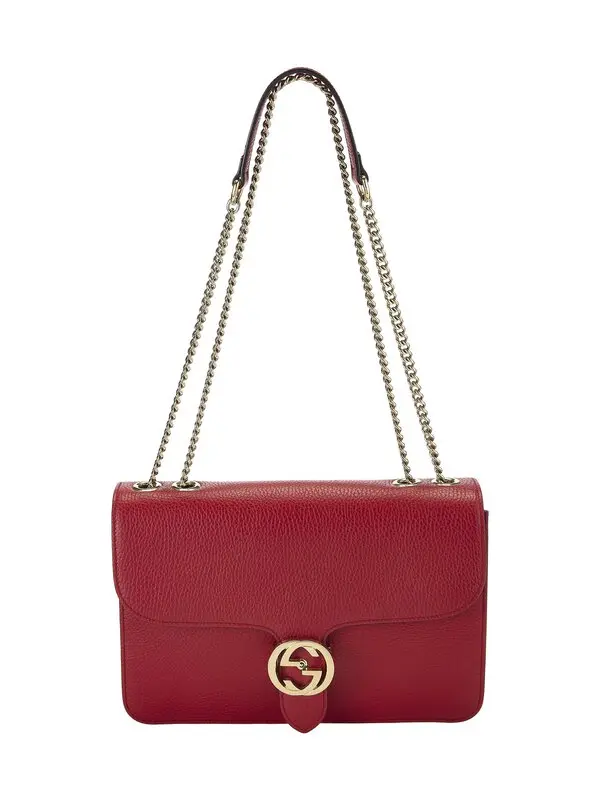 Gucci Leather Interlocking Crossbody - Red
