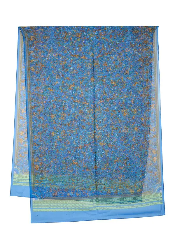 Hermès Les Jardins D'arménie' Silk Shawl - Blue