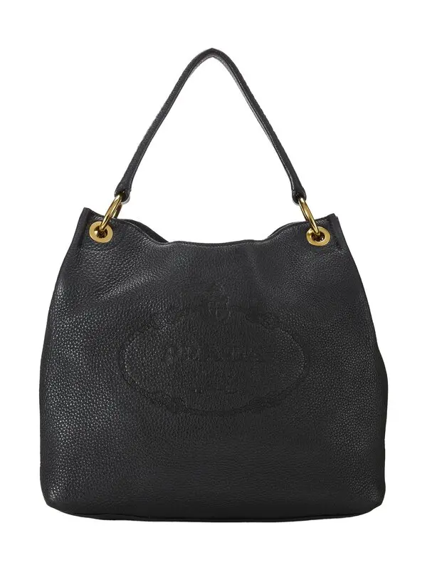 Prada Vitello Daino Embossed Logo Hobo - Black