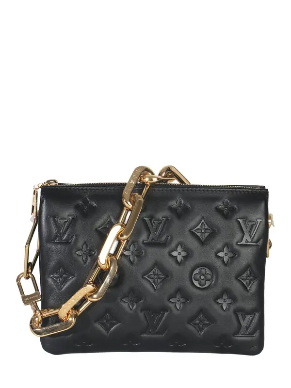 LOUIS VUITTON Monogram Embossed Lambskin Coussin Bb - Black