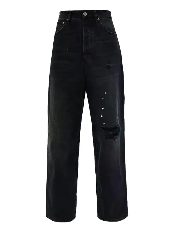 Vetements Distressed Splatter Jeans - Black