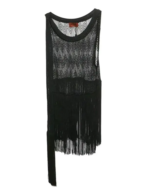 Missoni Fringed Knitted Top - Black
