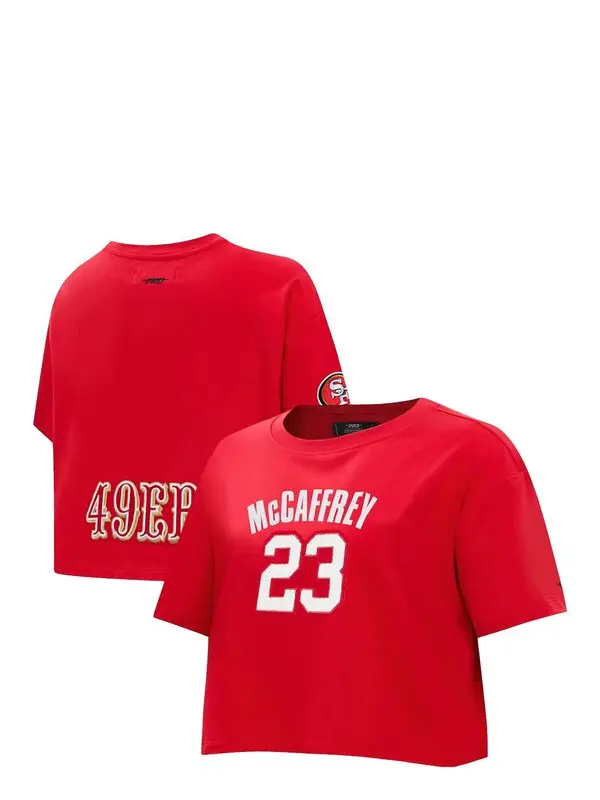 PRO STANDARD Christian Mccaffrey 49ers Player Name & Number Cropped T-shirt - Scarlet
